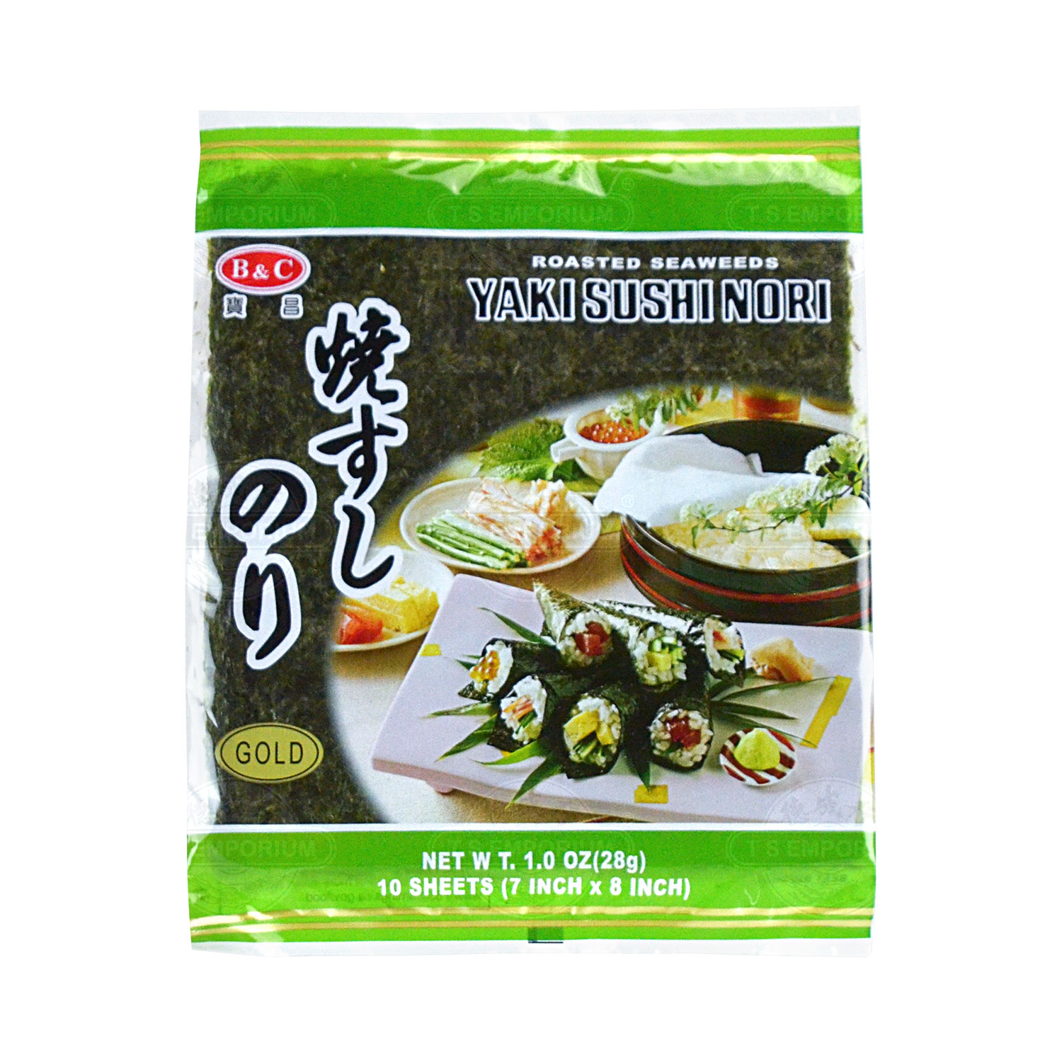 B&C Roasted Seaweeds Yaki Shushi Nori 28g - Tak Shing Hong
