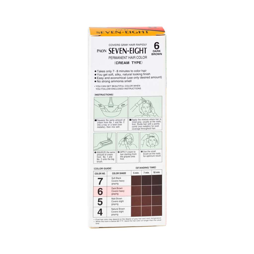 PAON SEVEN-EIGHT Cream Type Hair Color (#6 Dark Brown) 40gx2 - Tak ...