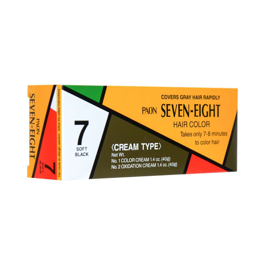 PAON SEVEN-EIGHT Cream Type Hair Color (#7 Soft Black) 40gx2 - Tak ...